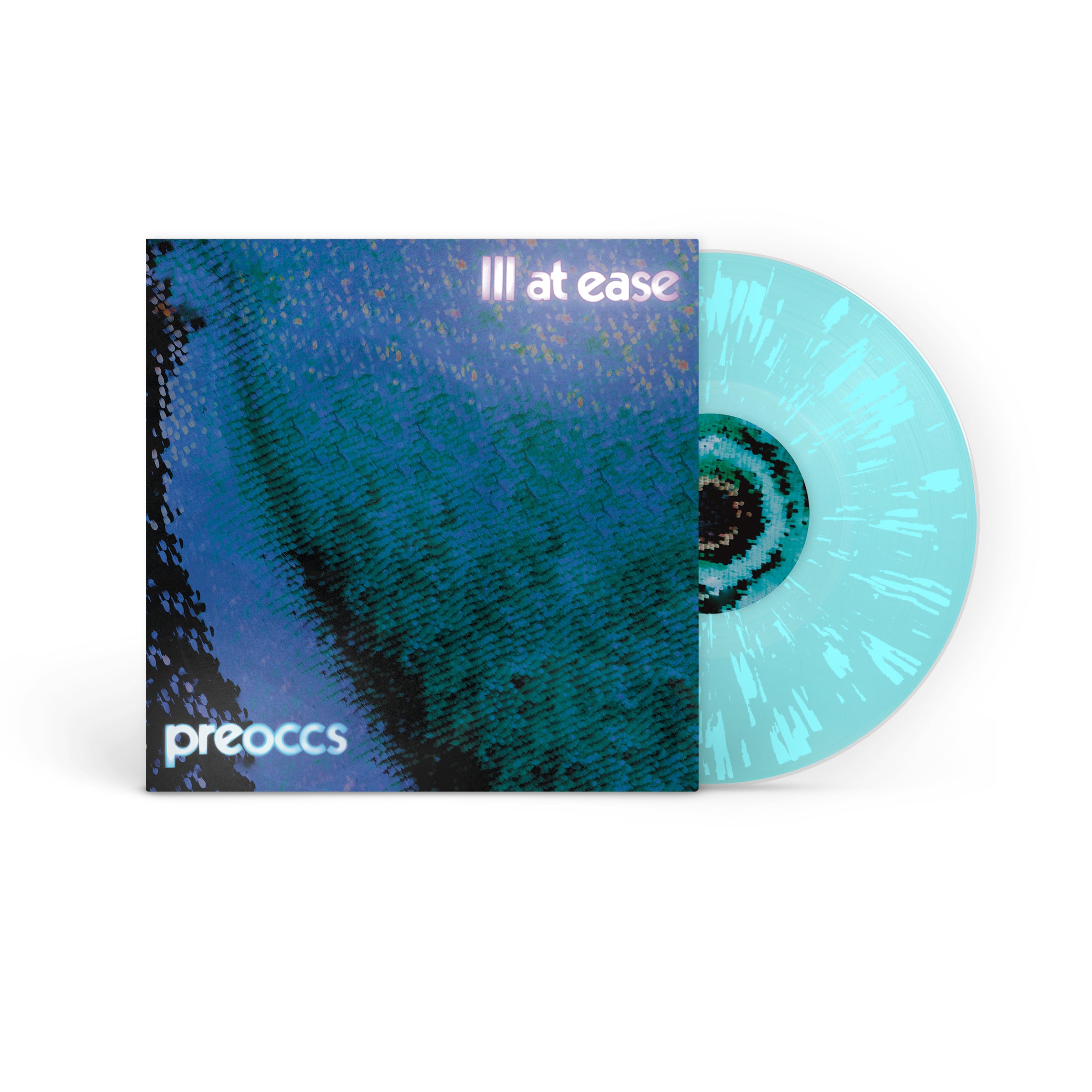 Preoccupations - Ill At Ease Electric Blue w/ Baby Pink Splatter Vinyl ...